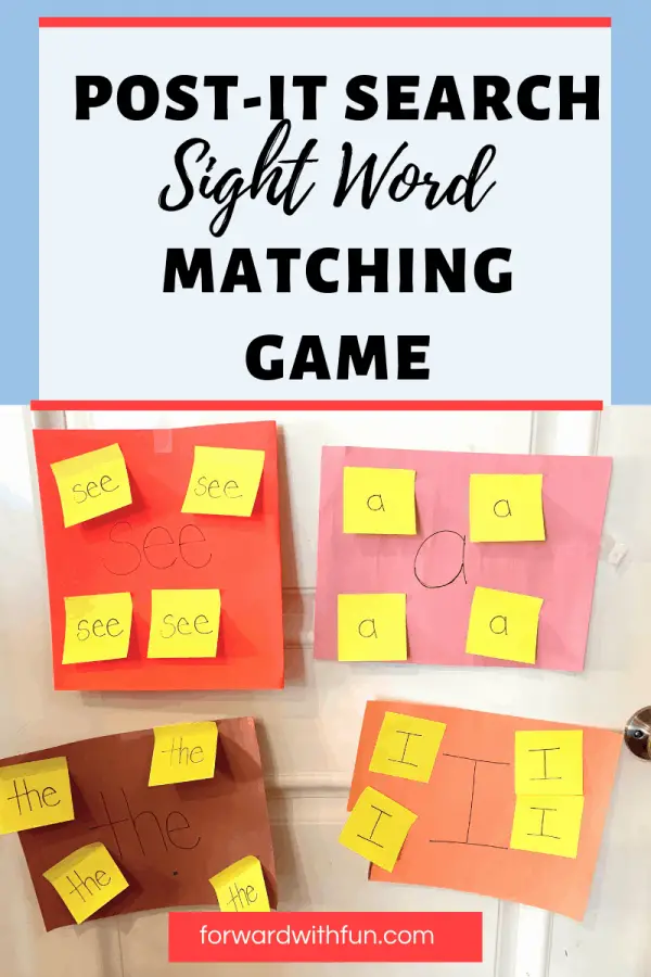 Sight Word Matching Game: Post-it Search - Forward With Fun