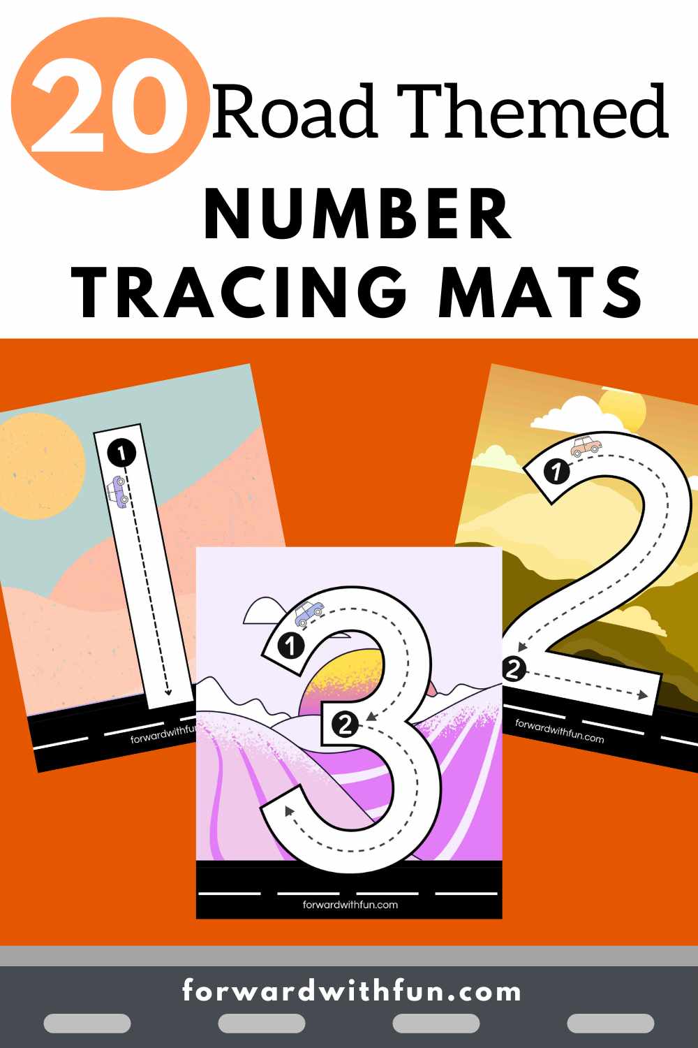 Trace Numbers to 20 with Cars- Free Road Mats - Forward With Fun