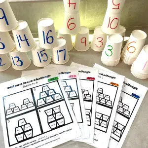 Addition Cups Stack: STEM Building Challenge - Forward With Fun