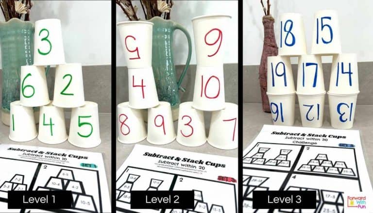 Epic Subtraction Fact Fluency Cup Stacking Challenge