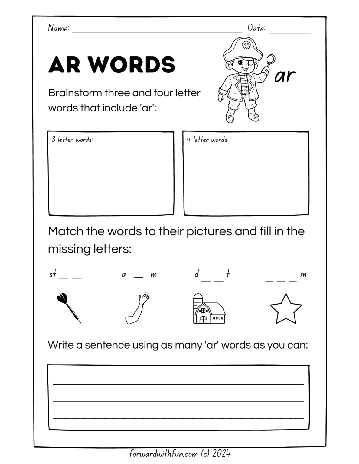 Free AR Word List and More! - Forward With Fun