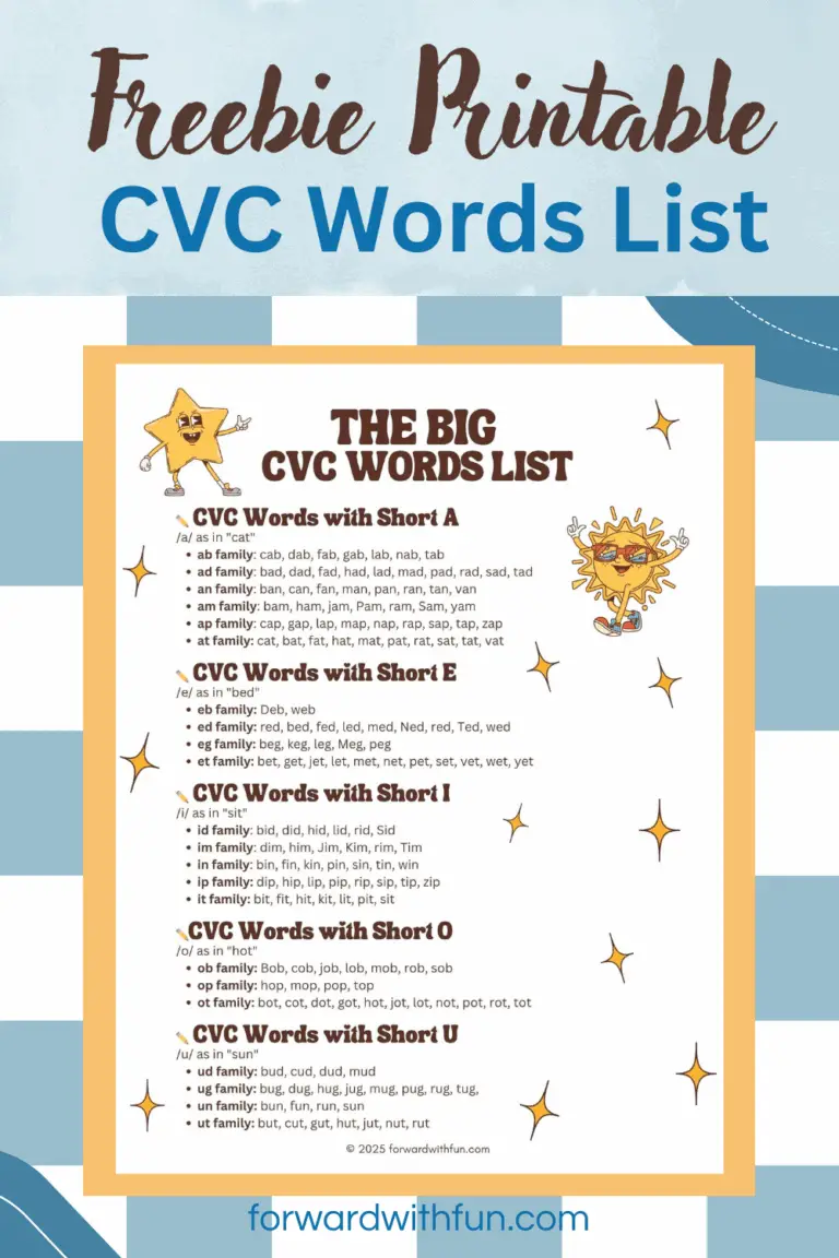 CVC Words List – A Helpful Freebie for Beginning Readers!